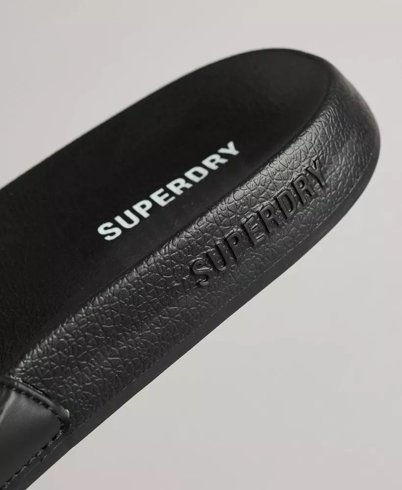 Superdry Code Core Pool Sliders - Black/Optic – Watson Menswear